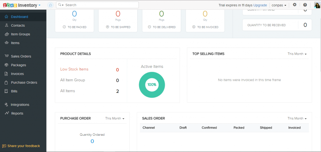 Zoho Inventory: gestión de inventario